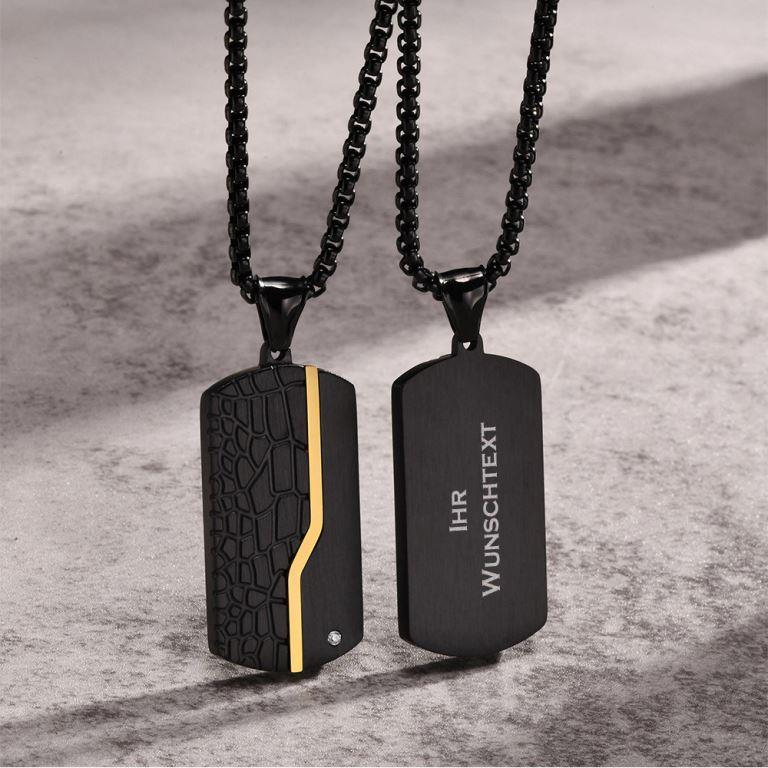 Mens black dog tag necklace store